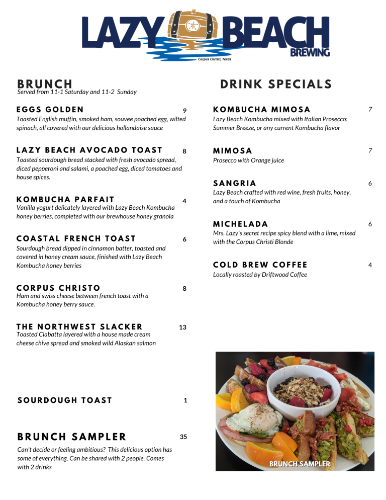 Current Taproom Menu – Lazy Beach Brewing
